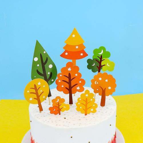 30 Bags Forest Tree Cake Insert Card Flag Insert Baking Decoration ...