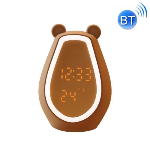 Bear Alarm Clock LED Digital Silent Bedside Lamp Bluetooth Speaker USB ...